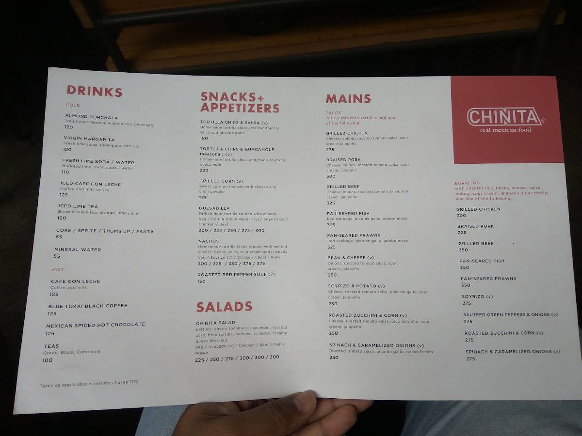 Menu at Chinita Real Mexican Food, Bengaluru, 218