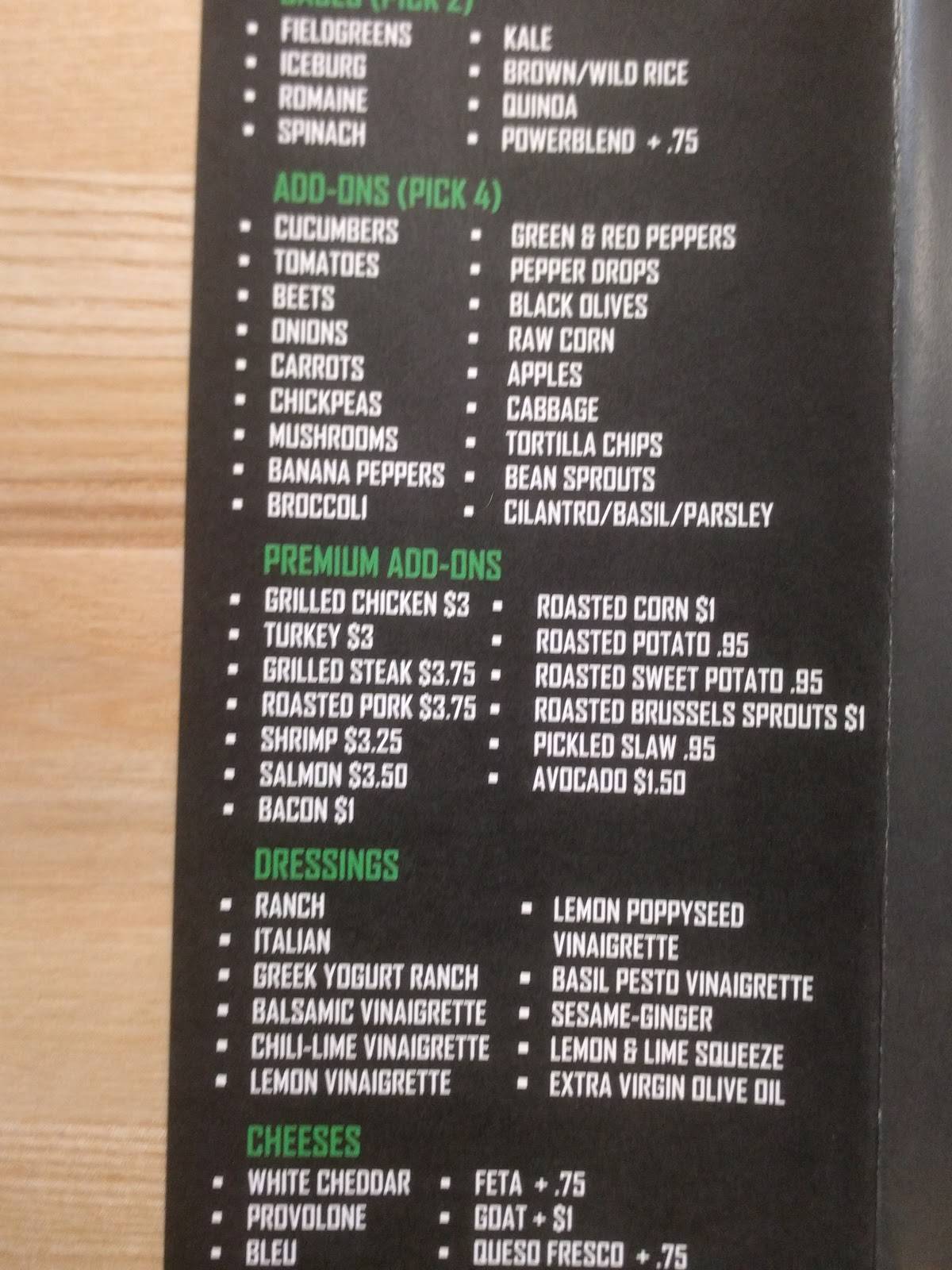 Menu at Chive restaurant, Ellwood City