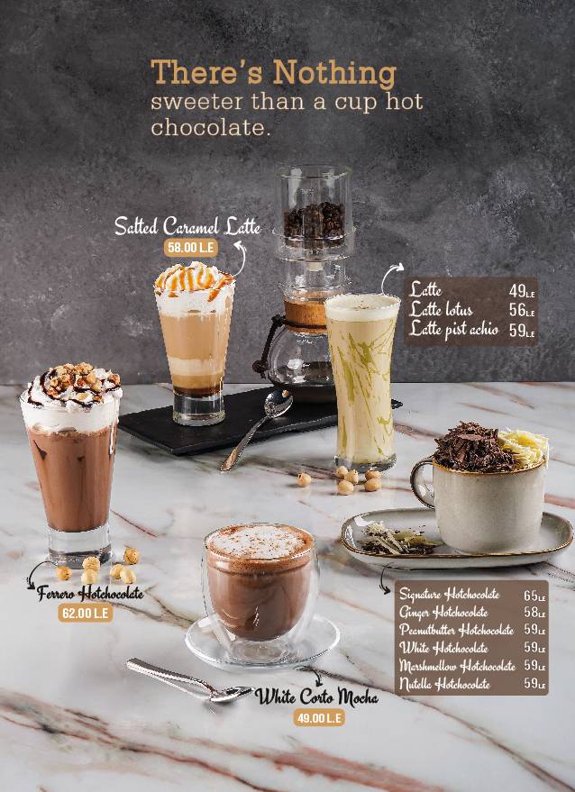 Menu at Chocolate factory restaurant, Alexandria, 63 El-Horeya Rd