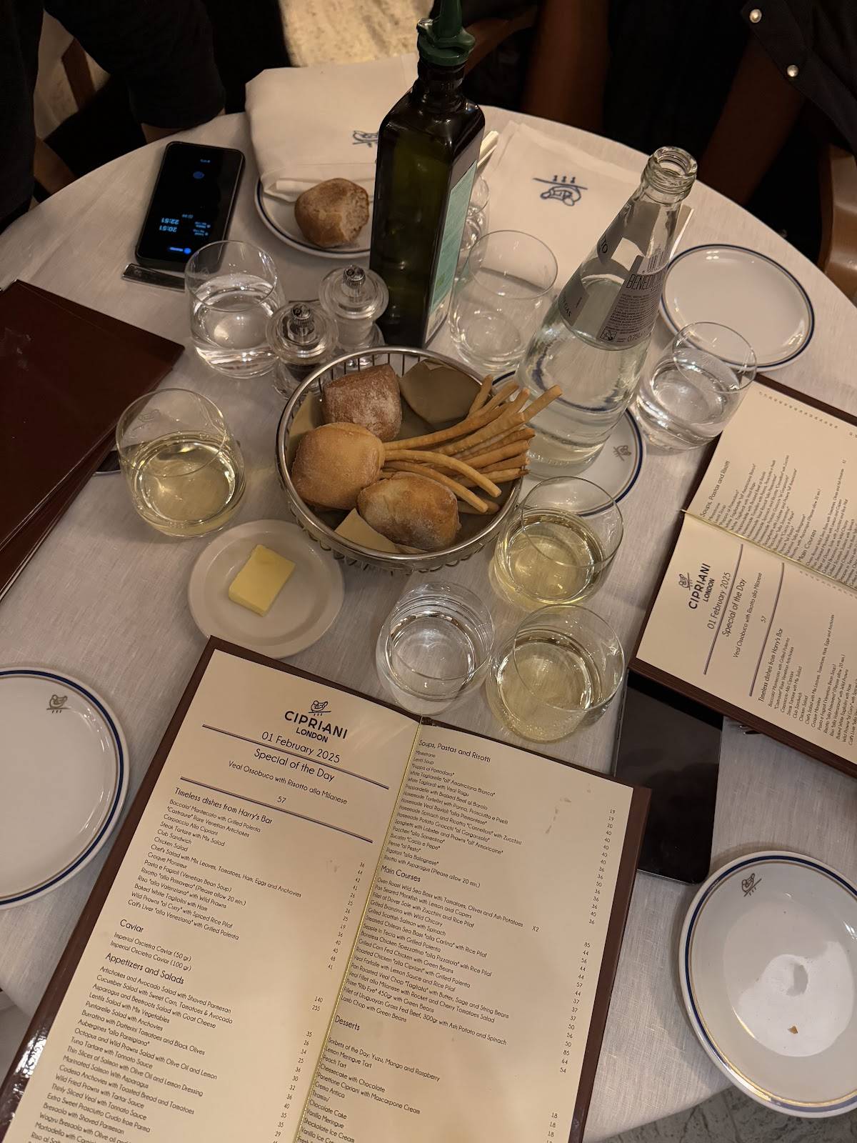 Menu at Cipriani London restaurant, London, 23-25 Davies St