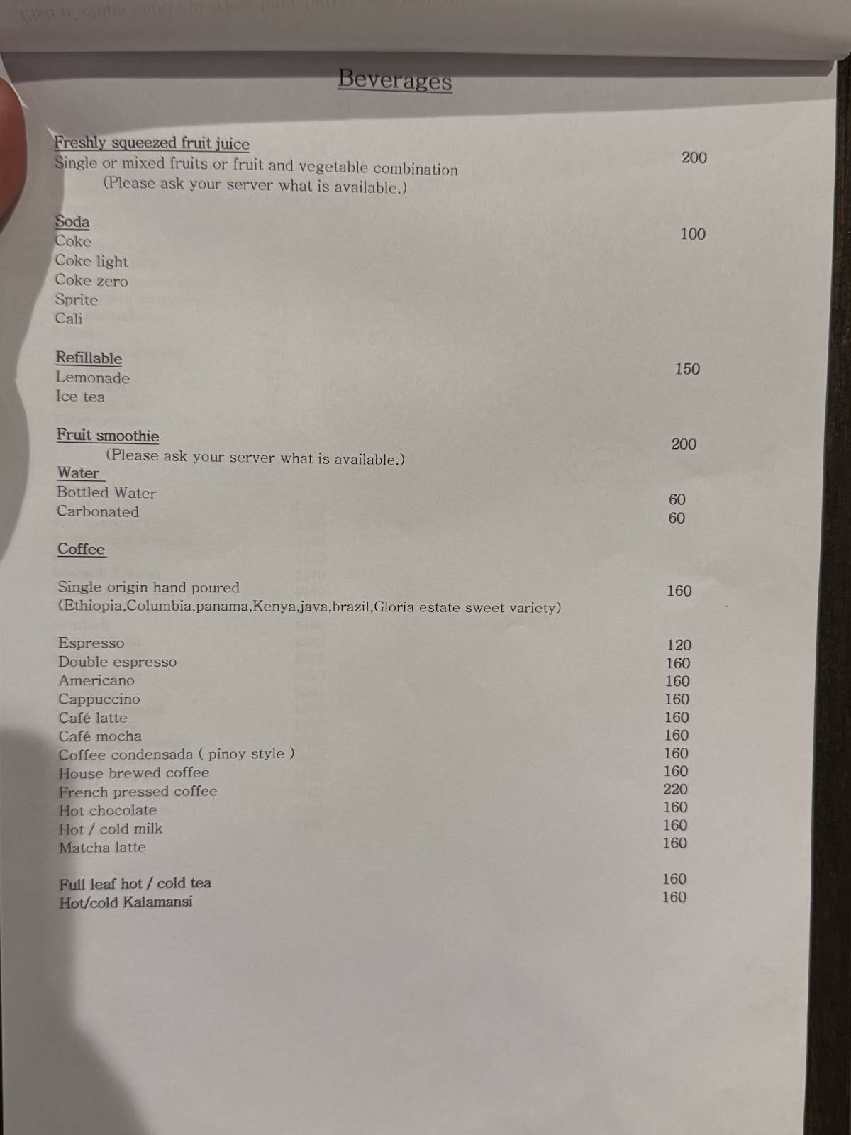 Menu at Circa 1850 restaurant, Cagayan de Oro, 890 Recto Ave