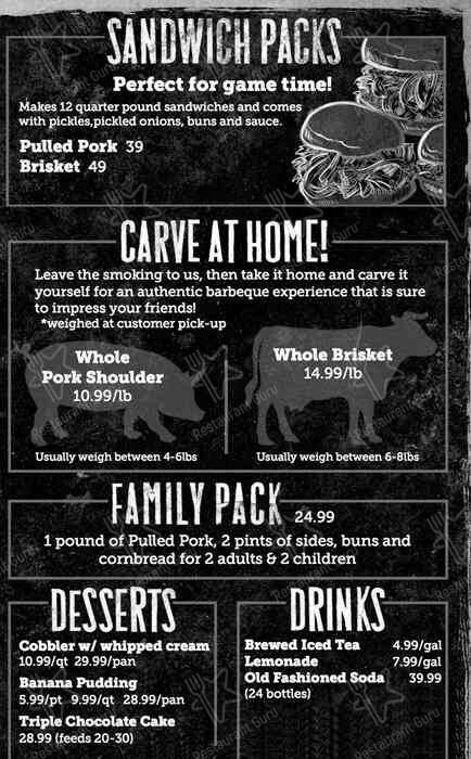Menu at City Barbeque, Centerville, 5 E Franklin St