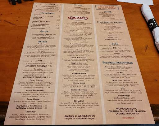 Menu at City Cafe, Baton Rouge, O'Neal Ln # 113