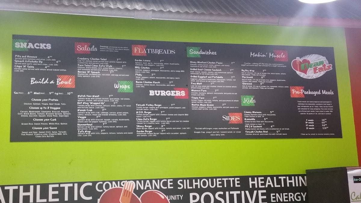 Menu at Clean Eatz cafe, Myrtle Beach, N Kings Hwy
