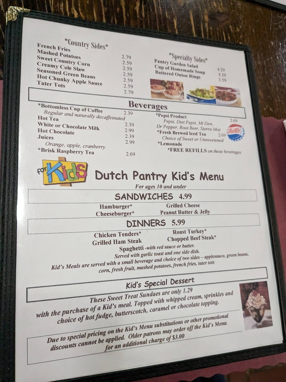 Menu at Dutch Pantry Family Restaurant, Clearfield