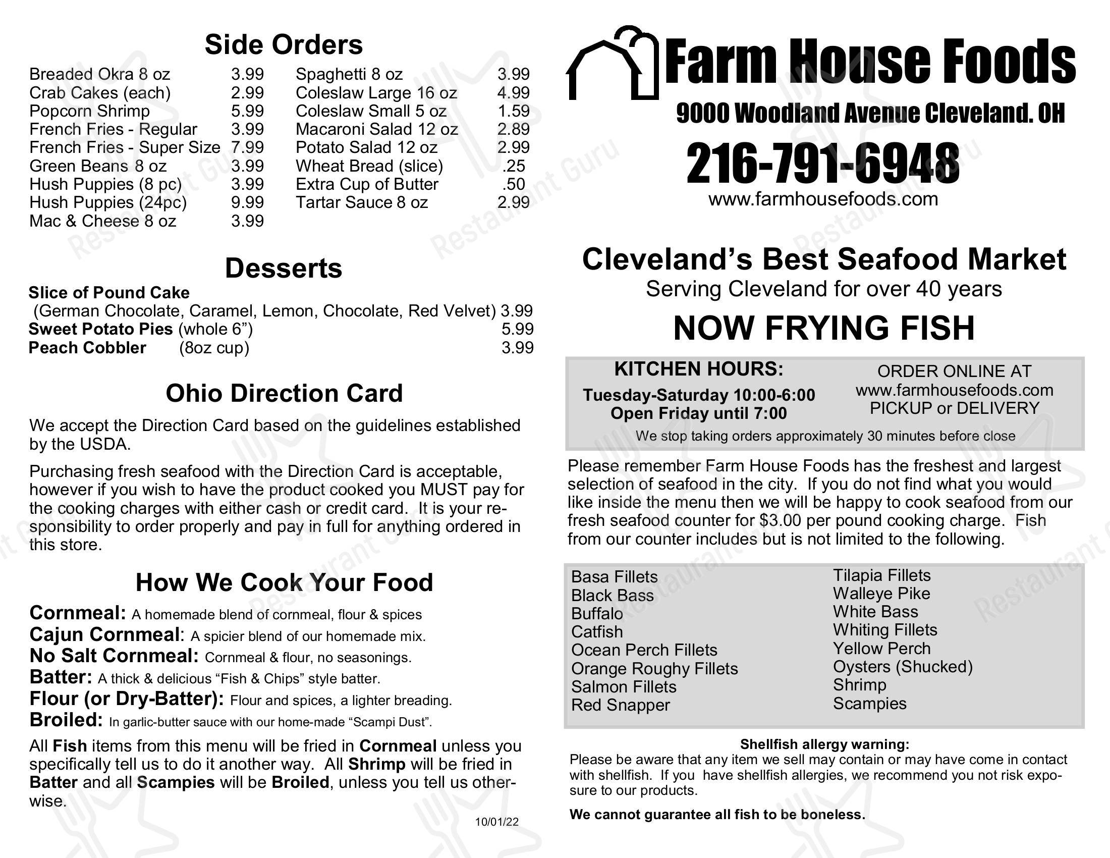 Menu at Farm House Food Distributors, Inc. restaurant, Cleveland ...