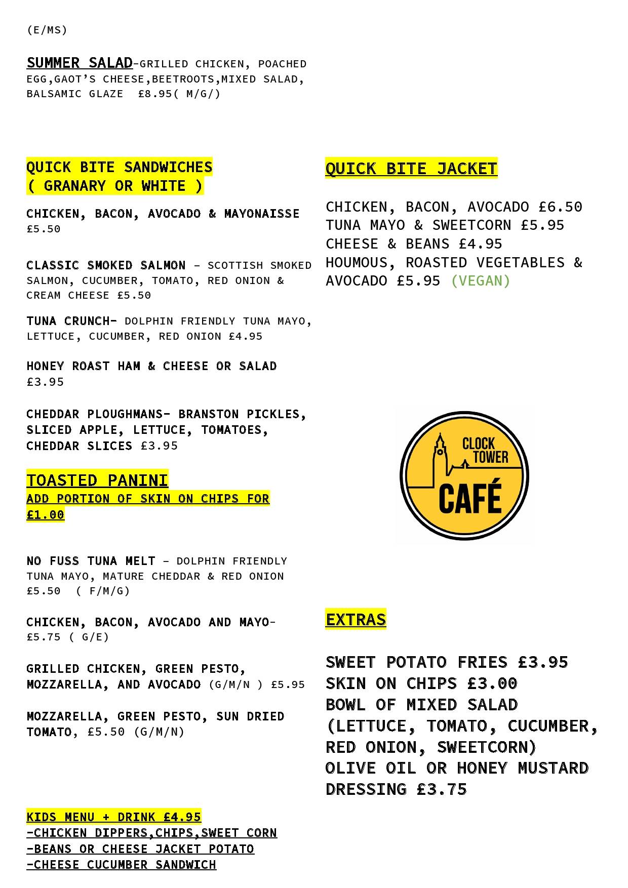 Menu at Clocktower Cafe, Croydon, Central Library Croydon Clocktower ...