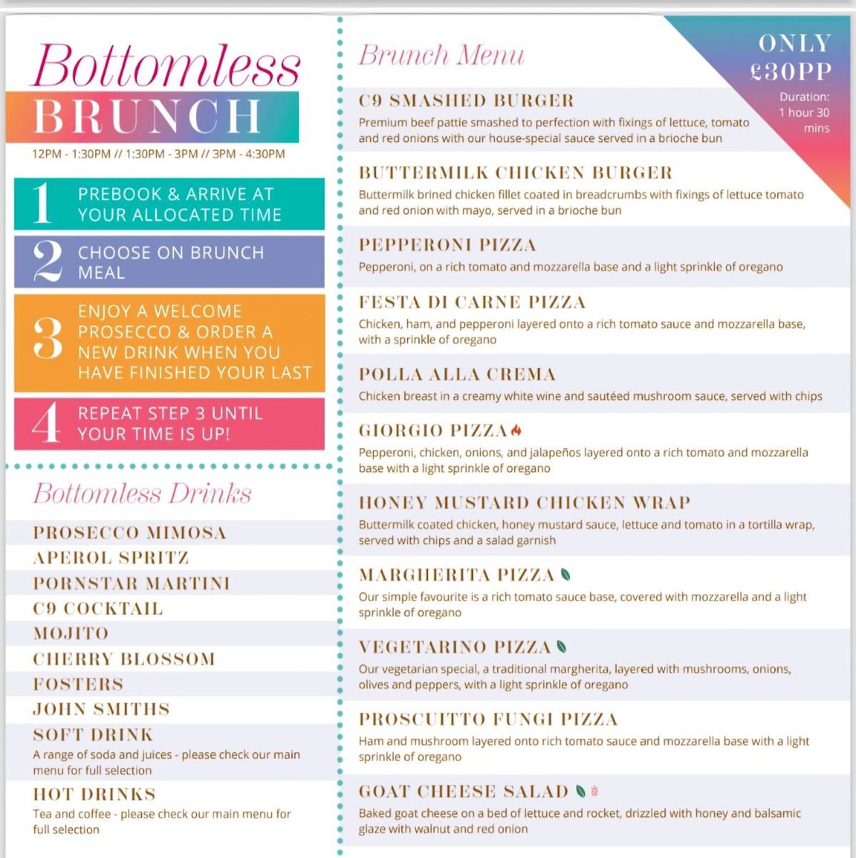 Menu at Cloud nine Hornsea pub & bar, Hornsea