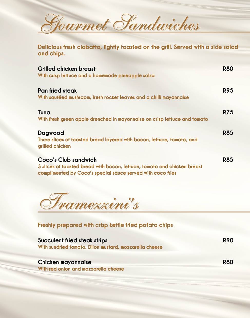 Menu at Coco Affair Coffee Shop restaurant, Polokwane