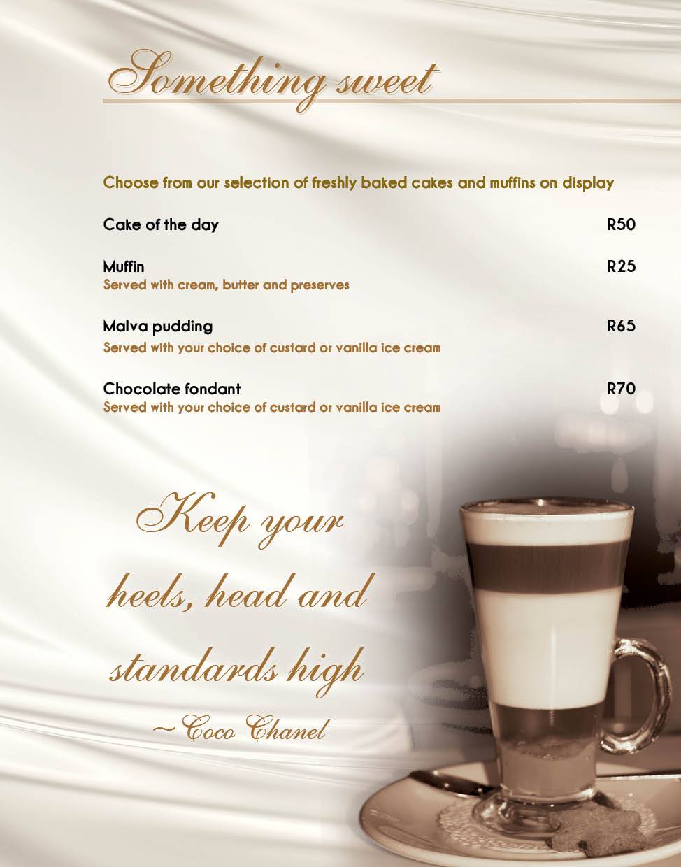 Menu at Coco Affair Coffee Shop restaurant, Polokwane