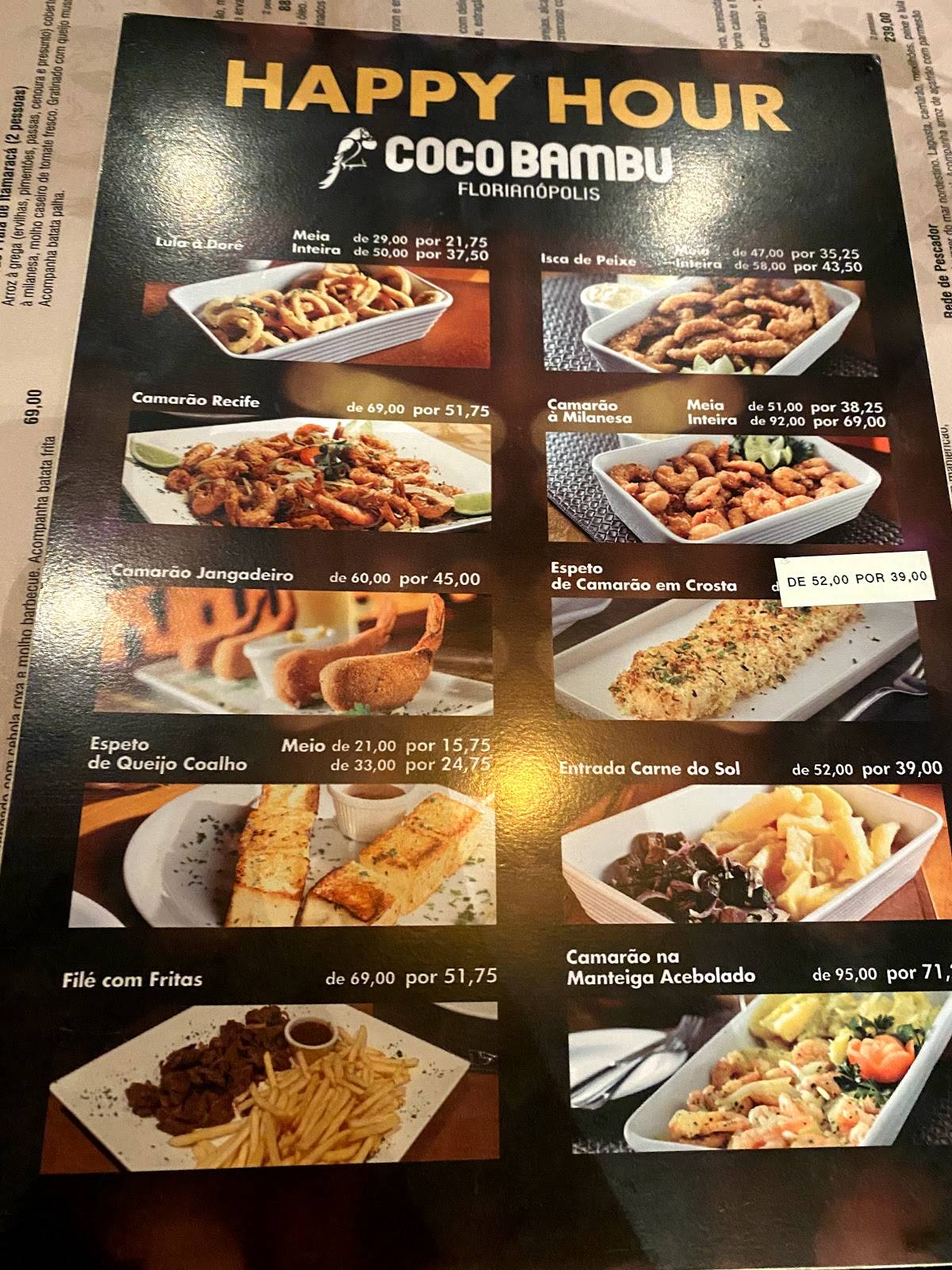 Menu em Coco Bambu Florianópolis: Restaurante, Peixe, Camarão, Carnes ...
