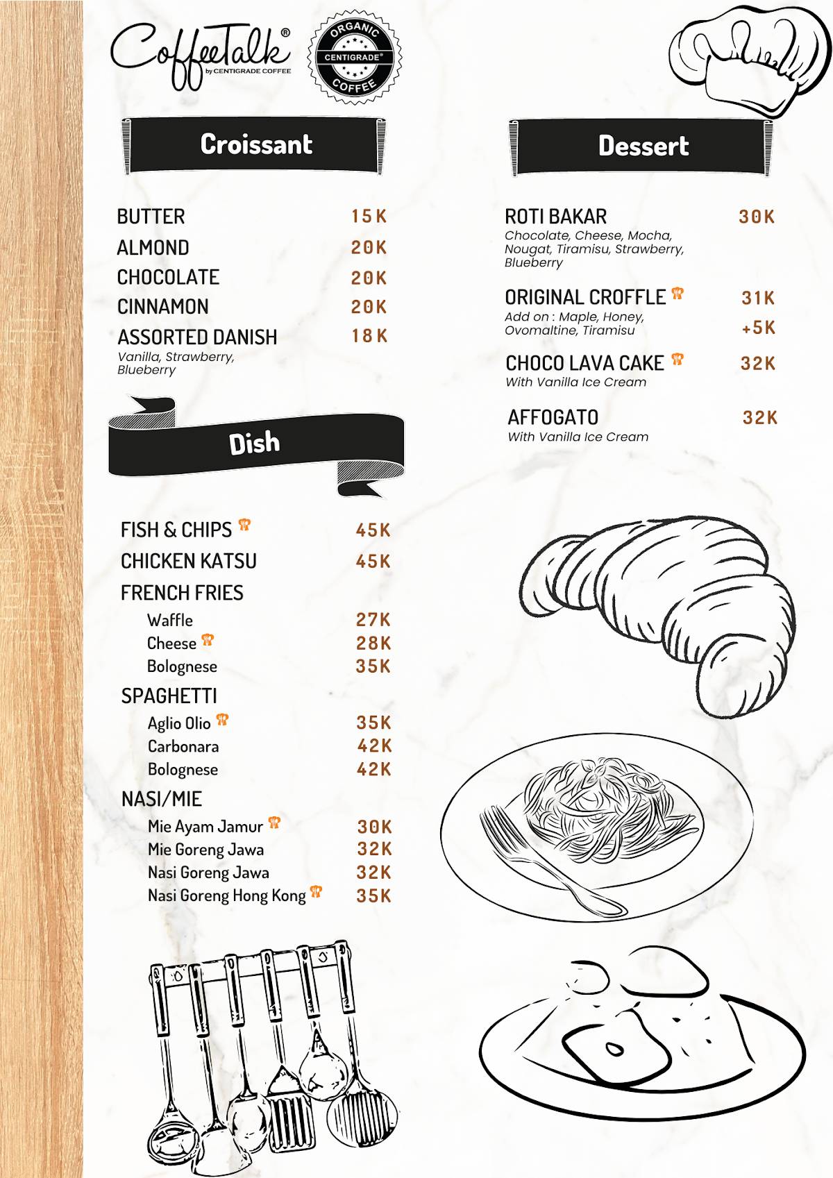 Menu at CoffeeTalk Sunter Kemayoran, North Jakarta