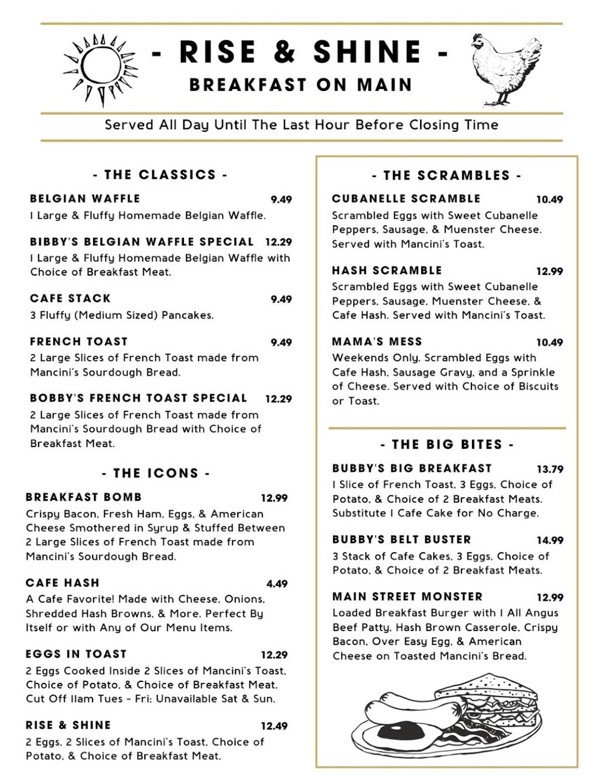Menu at Carla's Corner Cafe, Columbiana