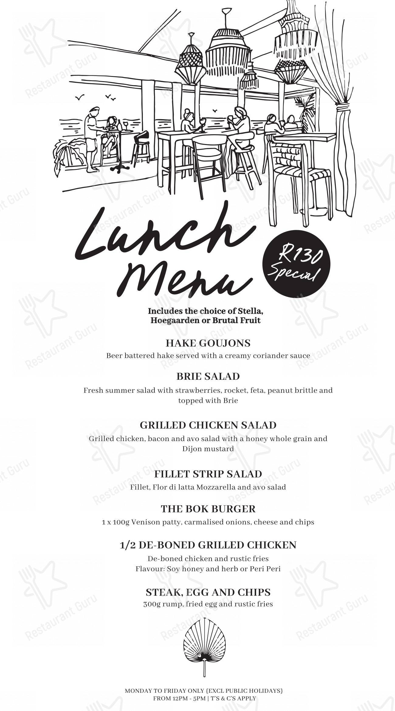 Menu at Conchilla restaurant, Dolphin Coast