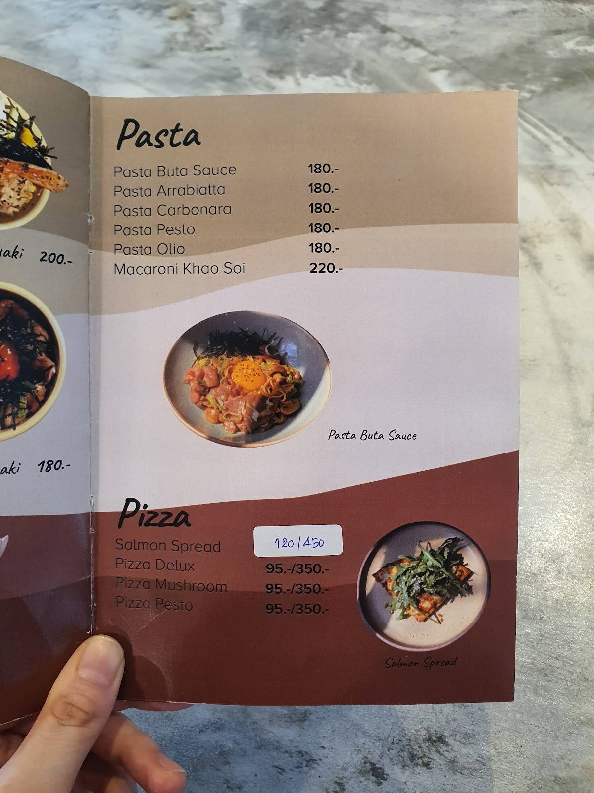 Menu at Cone Number 9 cafe, Bangkok