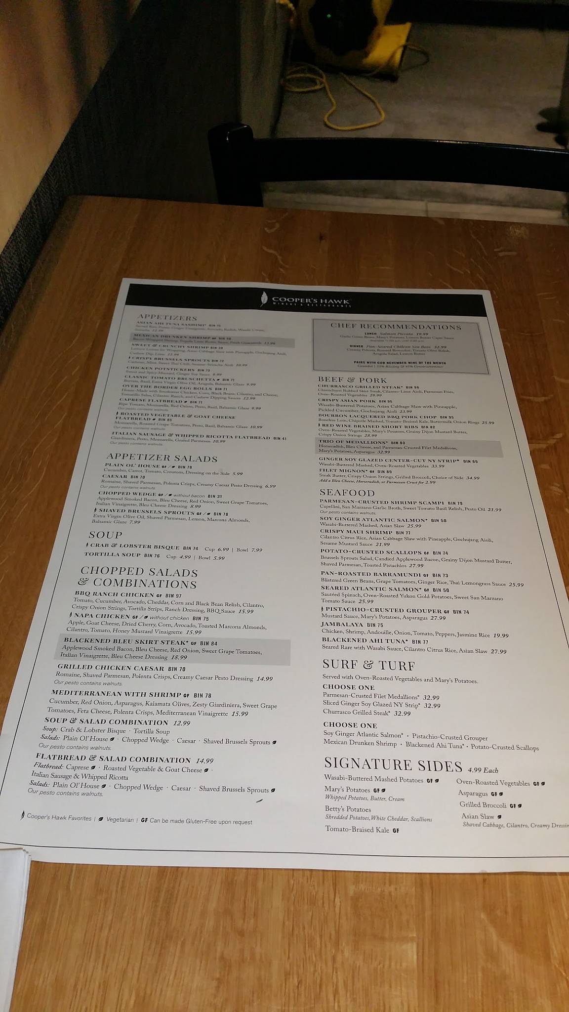 Menu at Cooper's Hawk Winery & Restaurant- Coconut Creek, Coconut Creek