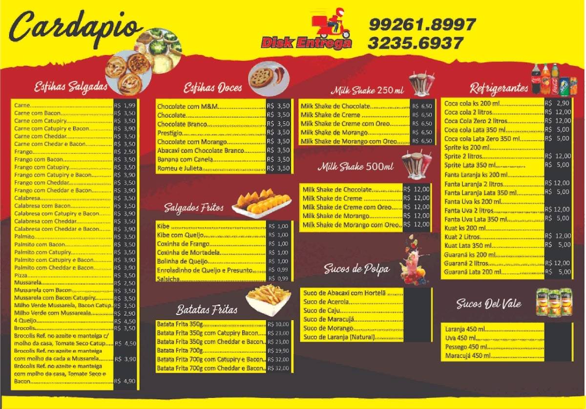Menu em Cor e Sabor Esfiharia e Lanchonete restaurante, Ribeirão Preto