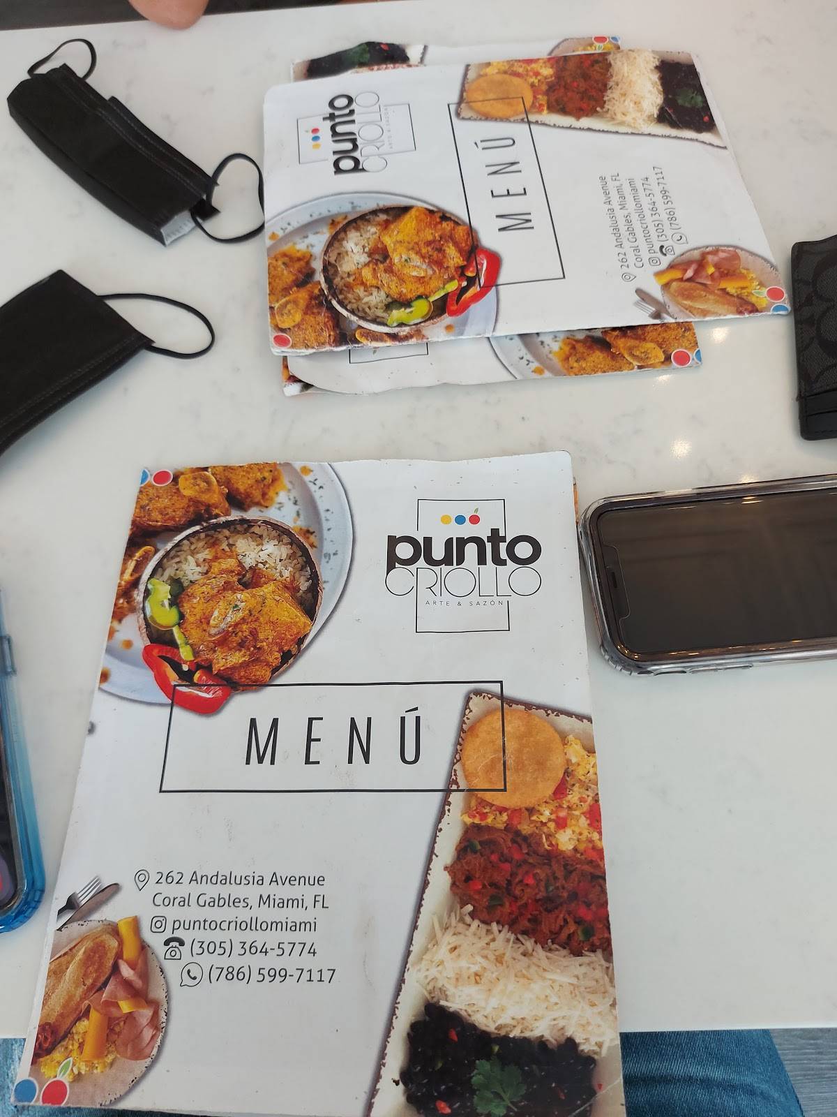 Menu at Punto Criollo restaurant, Miami