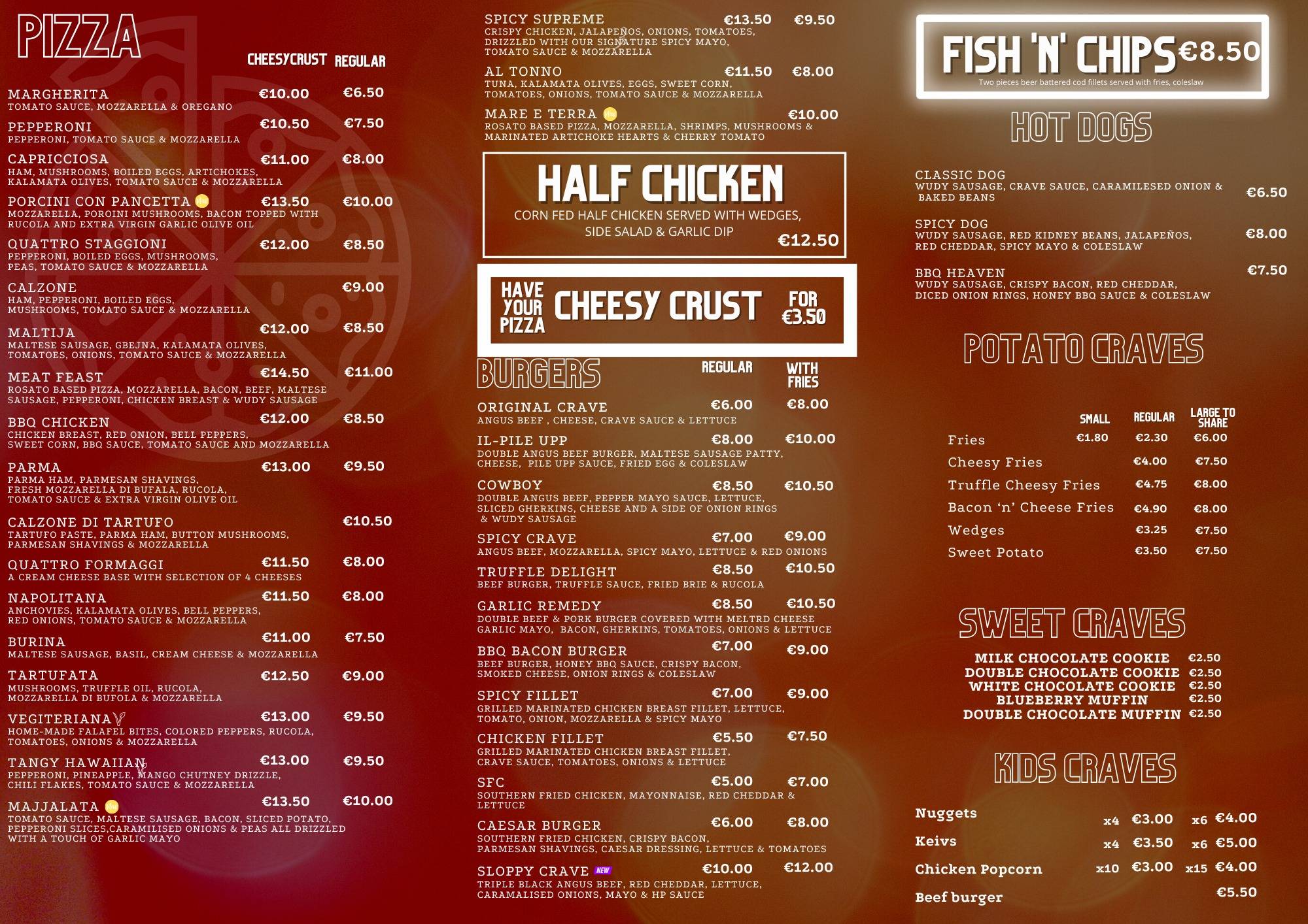 Menu at Corner Crave Qormi restaurant, Qormi