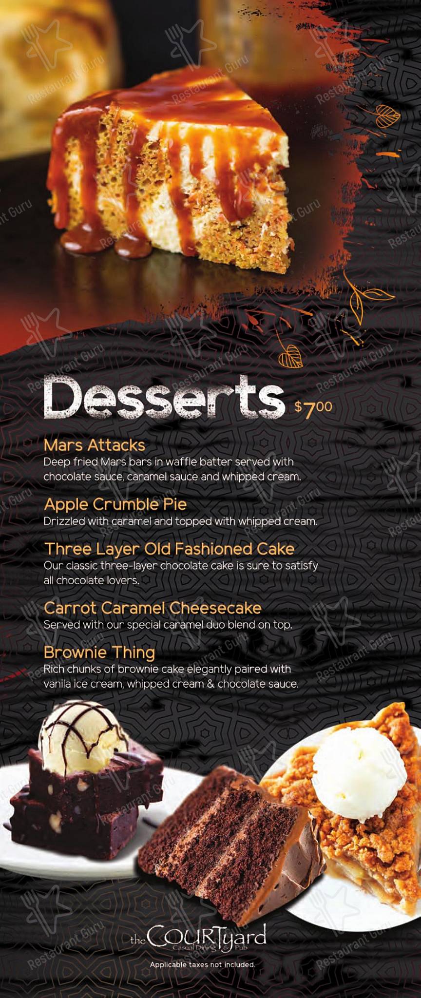 Menu at The Courtyard pub & bar, Courtice