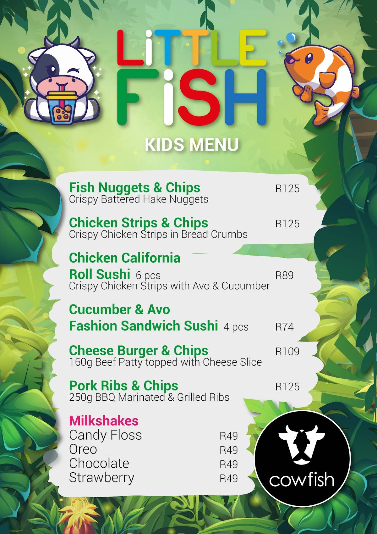 Menu at Cowfish - Silverstar Casino restaurant, Roodepoort