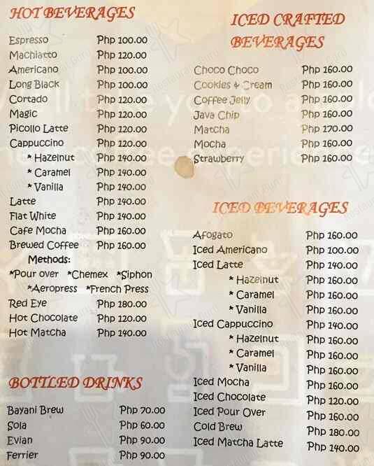 Menu at Craft Coffee Revolution cafe, Quezon City, 3-1