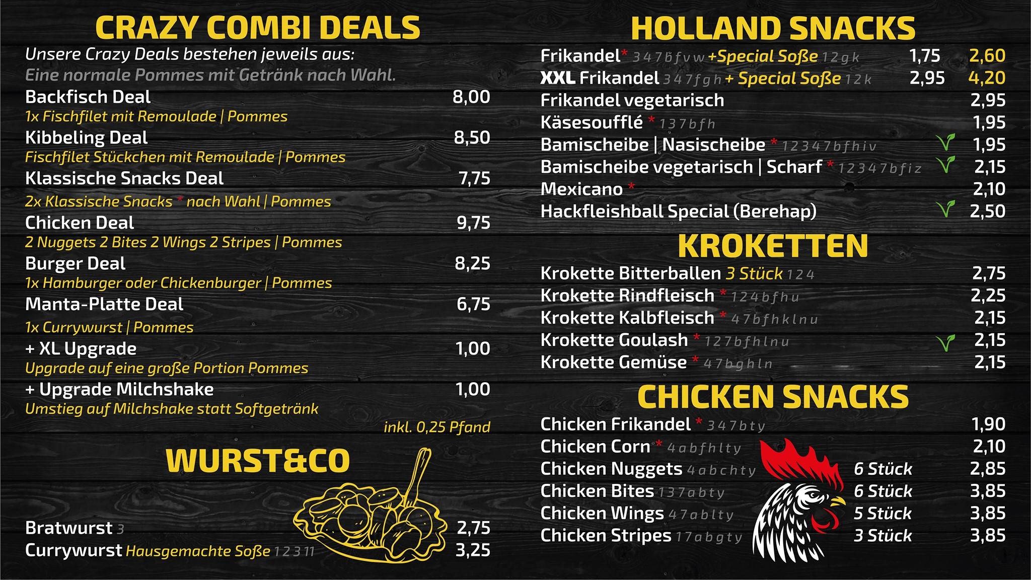 Menu at Imbiss Crazy Pommes restaurant, Nordhorn