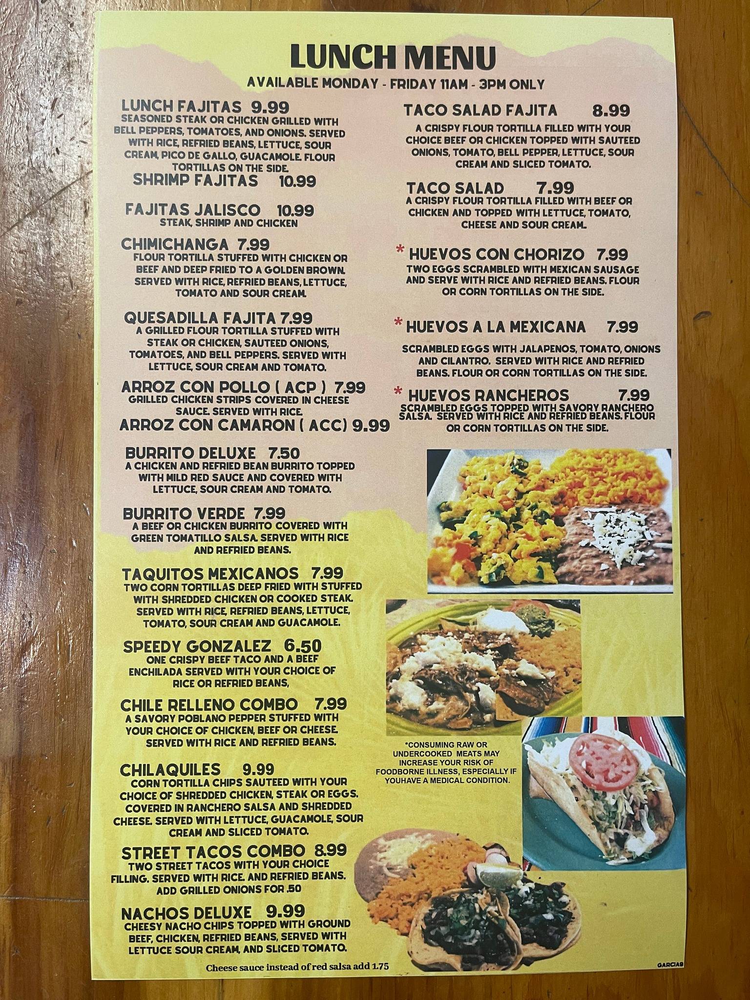 Menu at Chile Verde Mexican Restaurant, Wilkesboro