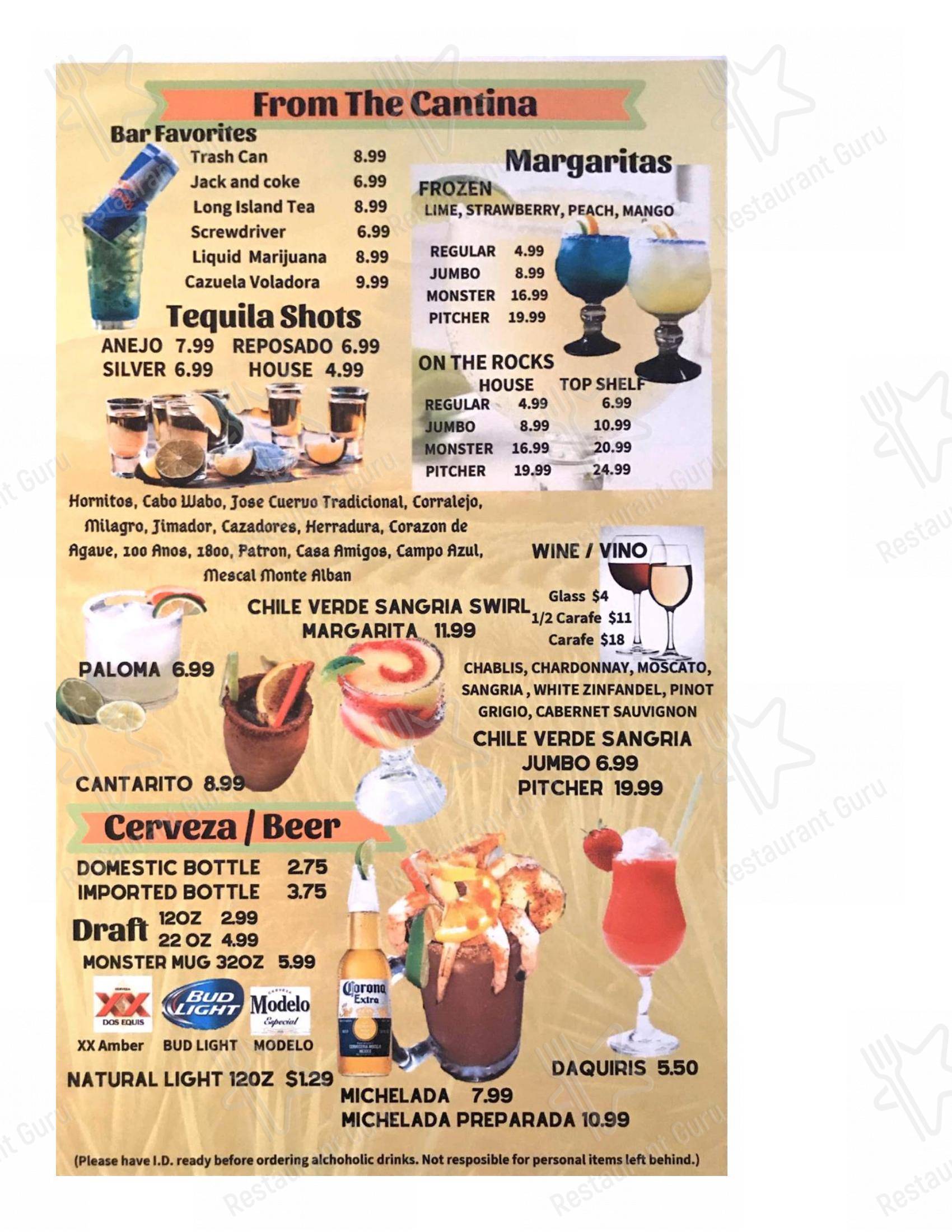 Menu at Chile Verde Mexican Restaurant, Wilkesboro