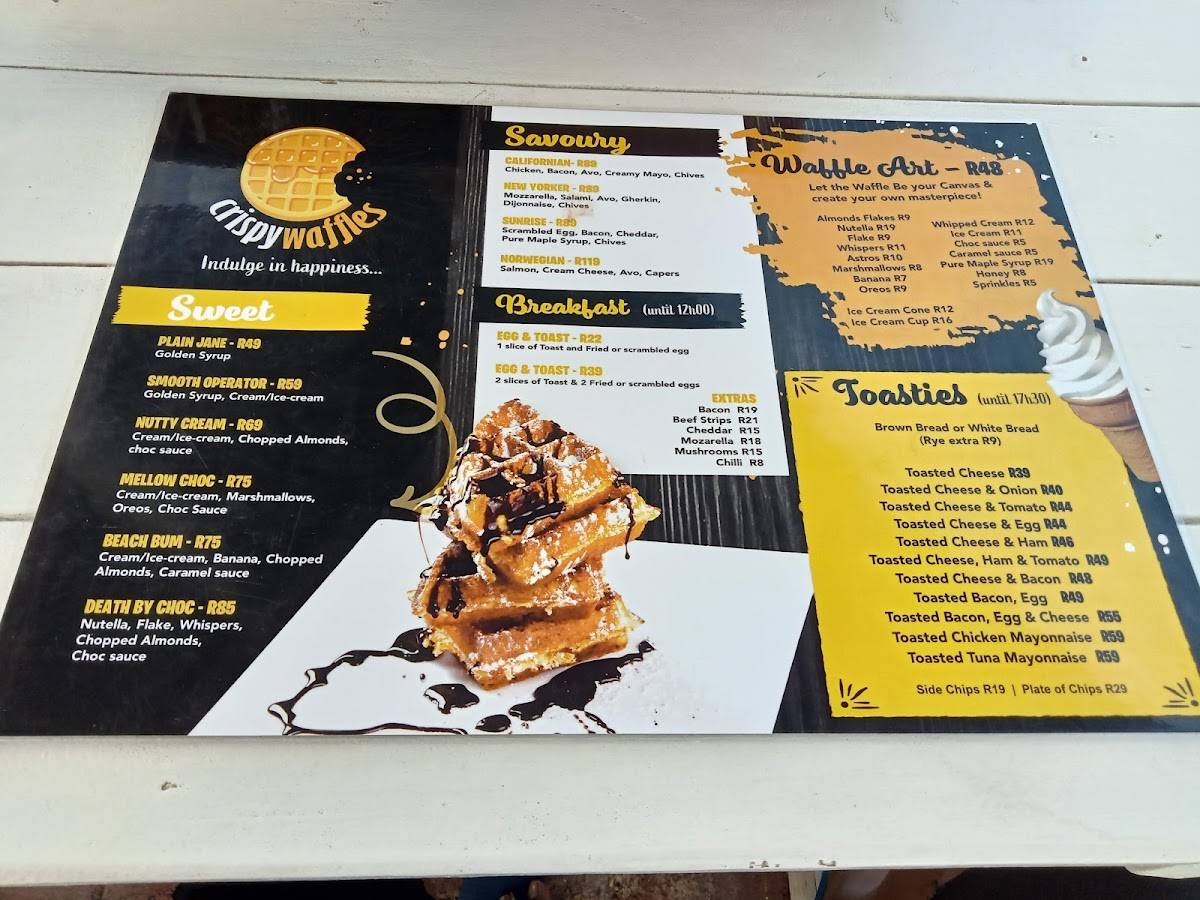 Menu at Crispy Waffles and Pizza restaurant, Randburg