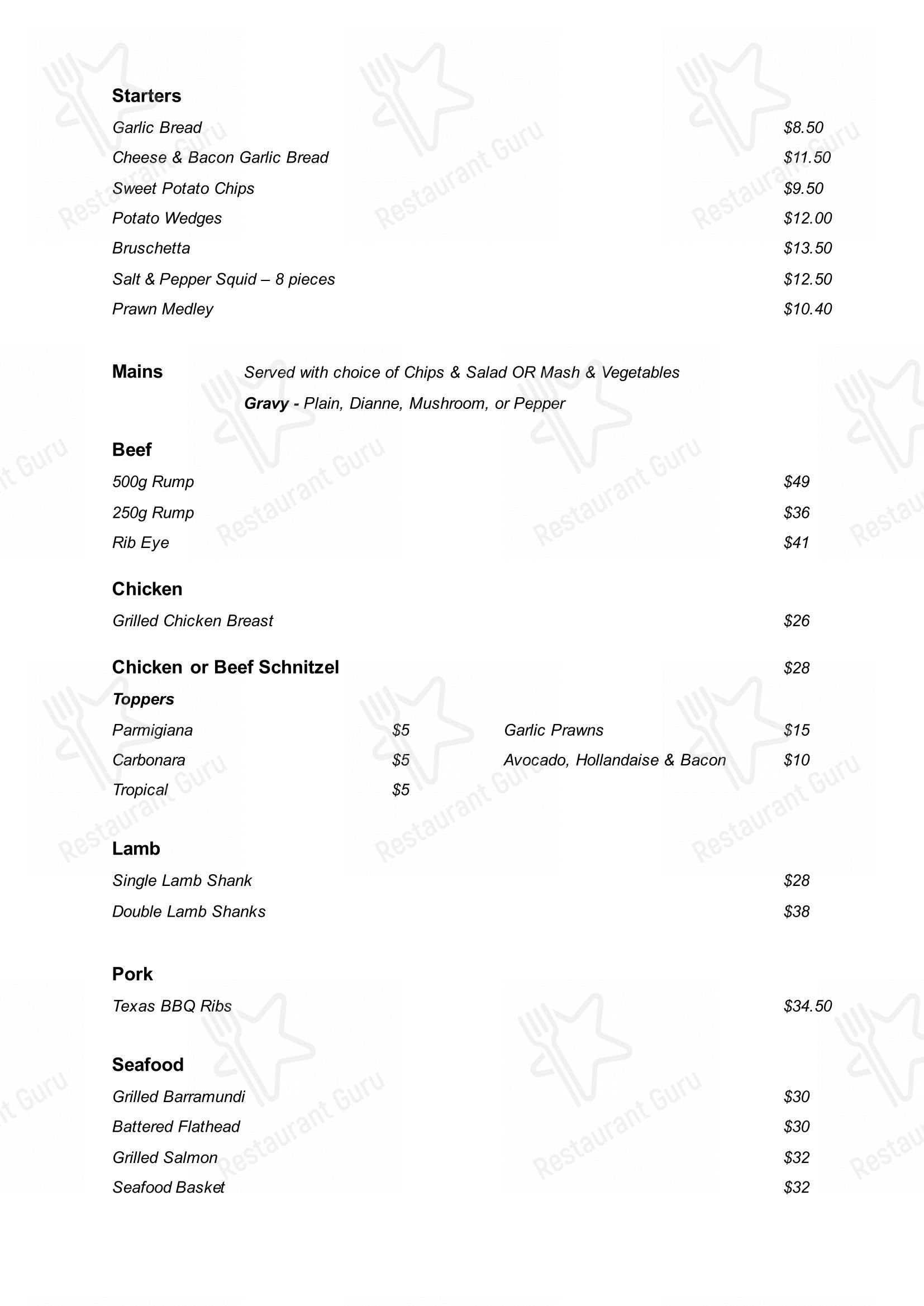 Menu at Criterion Hotel pub & bar, Finch Hatton