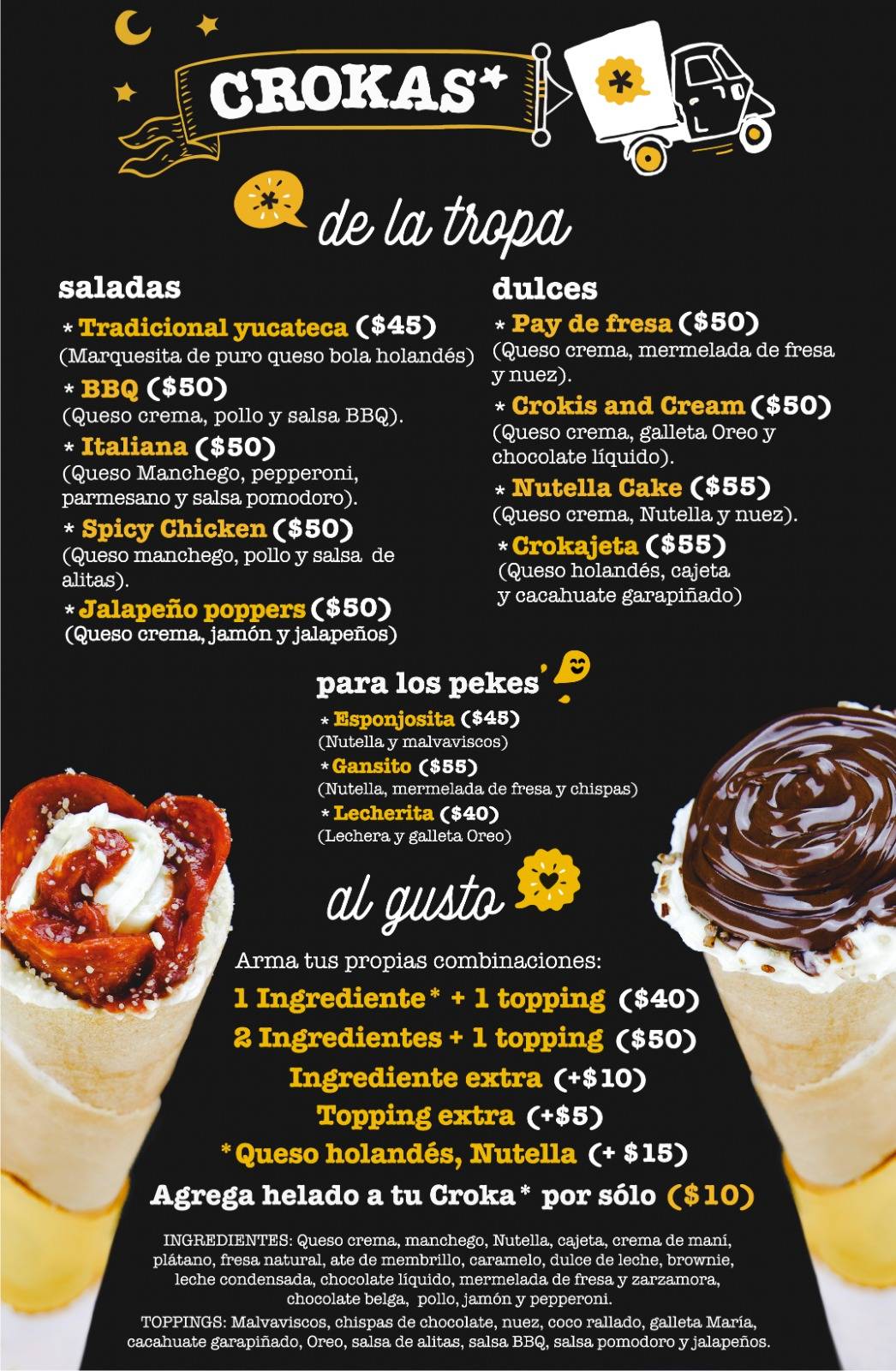 Carta del restaurante Crokas Marquesería, Aguascalientes, Moctezuma 103