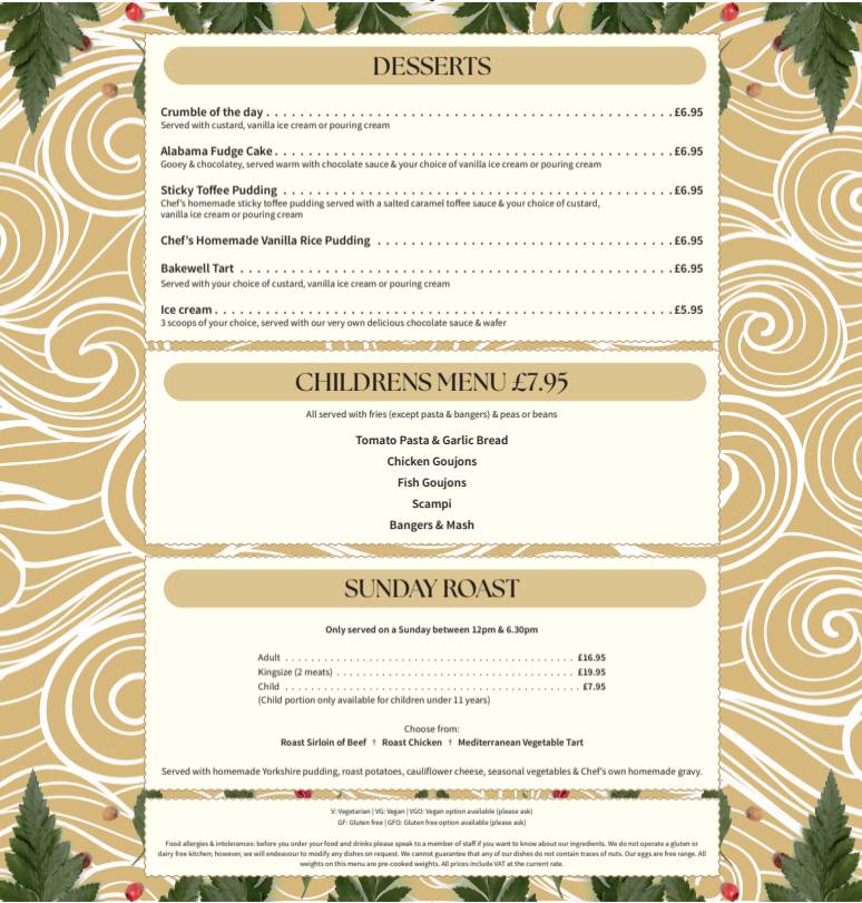 Menu at Cromwell's Collingham restaurant, Collingham