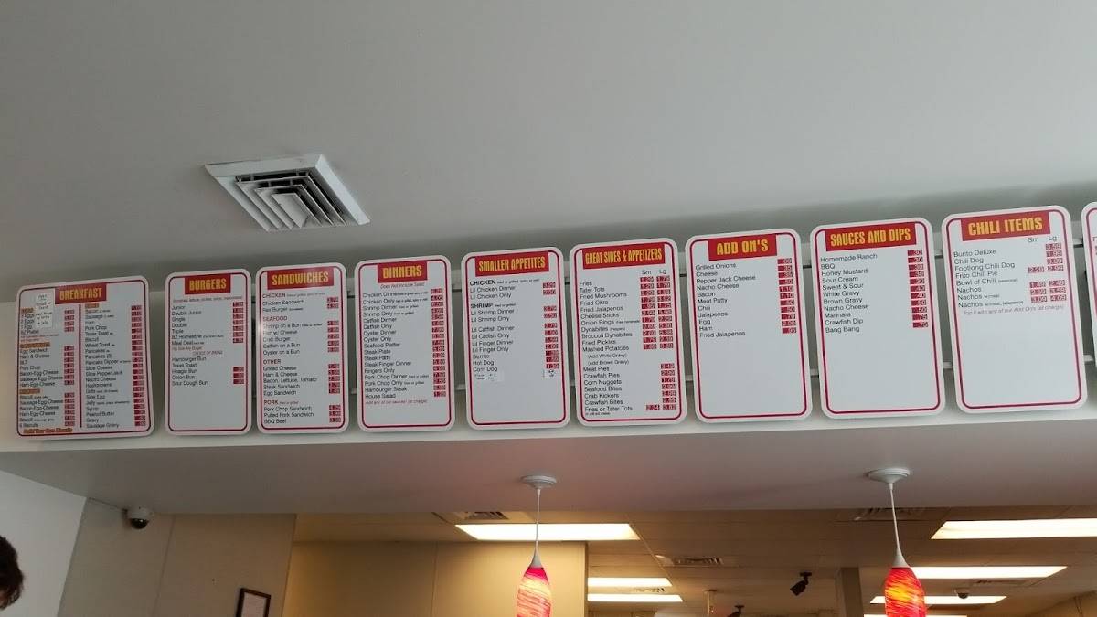 Menu at Burger Zone fast food, Crowley