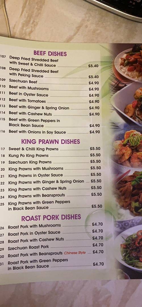 Menu at Crystal Chinese Takeaway restaurant, Hartlepool