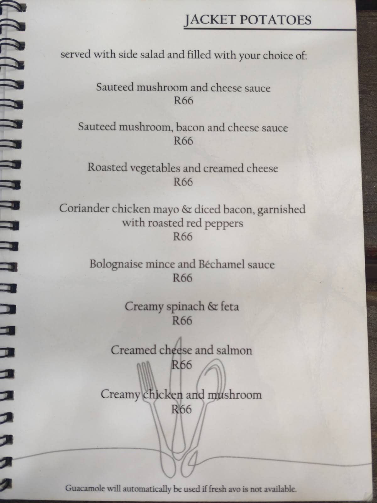 Menu at Cups & Saucers Coffee Shop, Cape Town