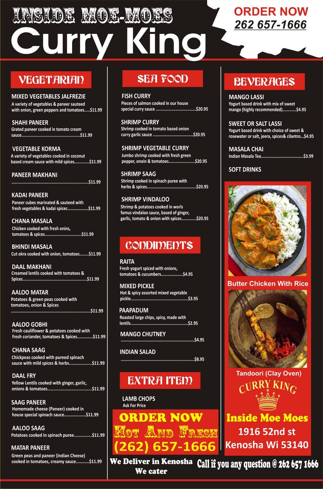 Menu at Curry King Indian Kitchen restaurant, Kenosha