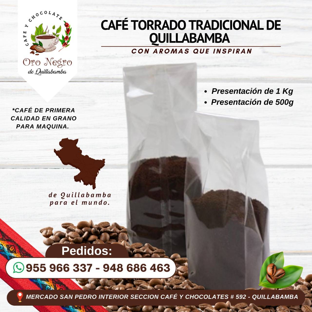 Menu at Cafe Oro Negro de Quillabamba, Cusco