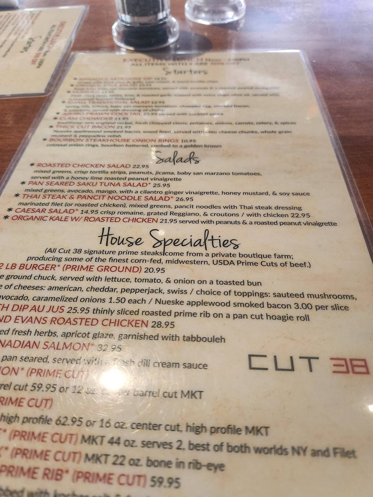 Menu at Cut 38 Steakhouse, Sunny Isles Beach