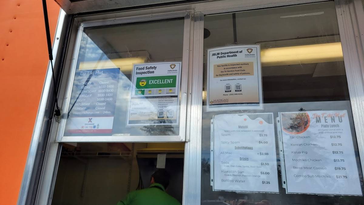 Menu at DA TIKI HUT food truck restaurant, Joint Base Lewis-McChord