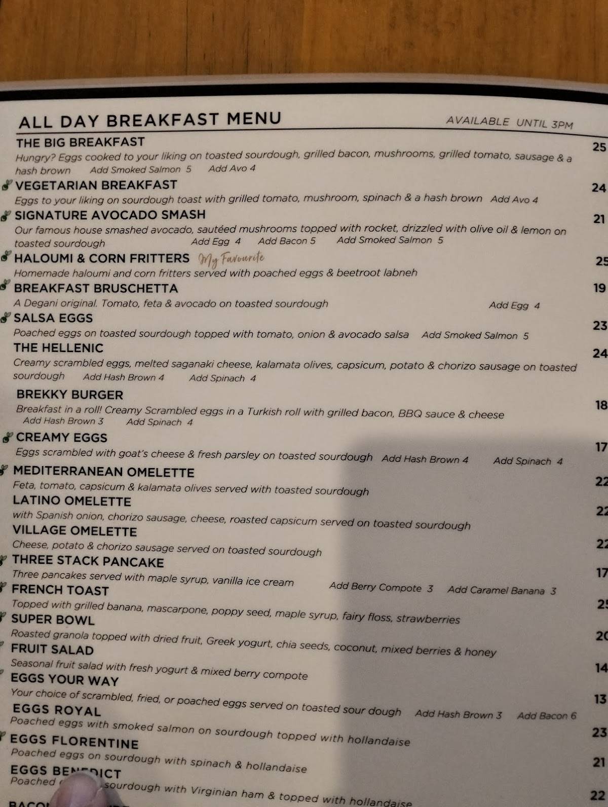 Menu at DEGANI NORTHCOTE cafe, Northcote, Shop T10/3 Breavington Way