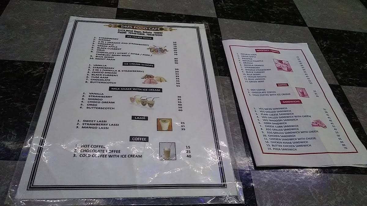 Menu at DMS FOOD CAFE, Kolkata, 2