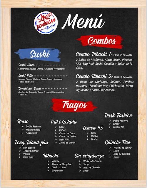Menu at DOMINICAN HIBACHI FUSION FOOD restaurant, Bani
