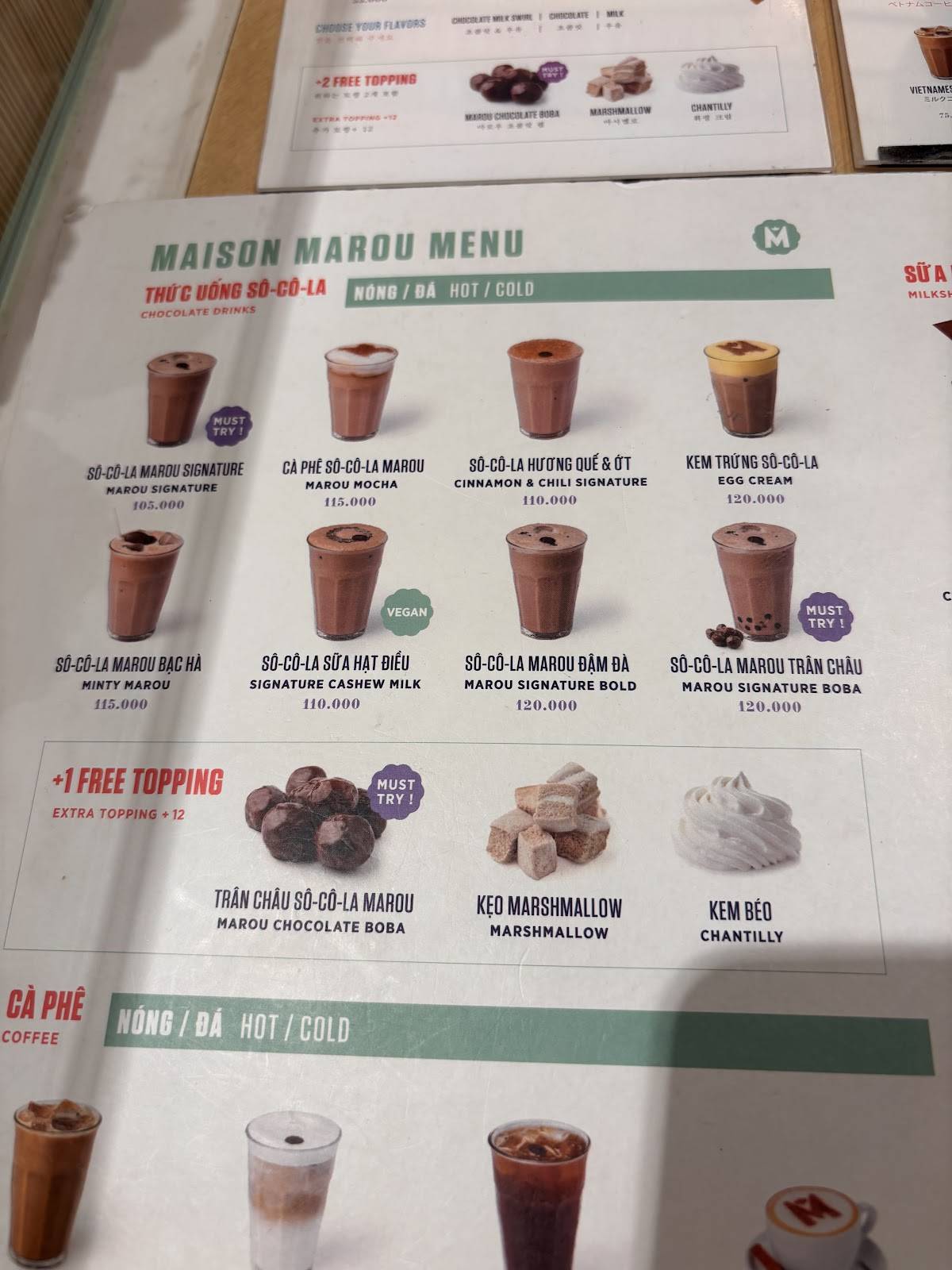 Menu at Maison Marou Flagship Da Nang cafe, Da Nang