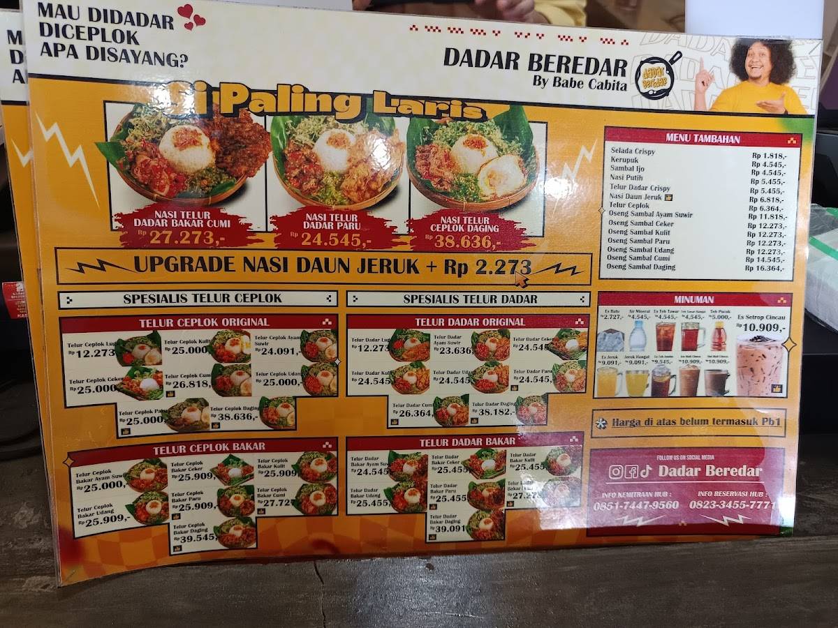 Menu at Dadar Beredar - Karawang, Indonesia