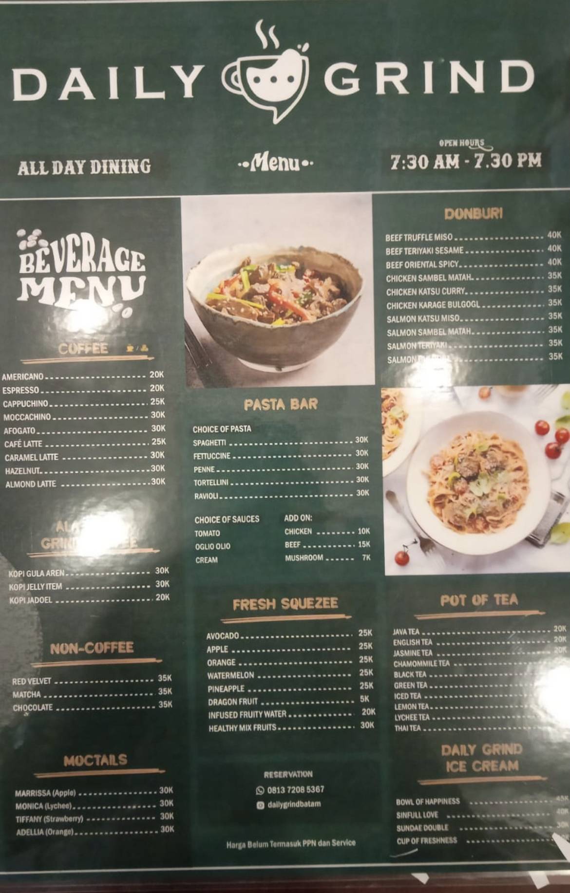 Menu at Daily Grind Batam cafe, Batam