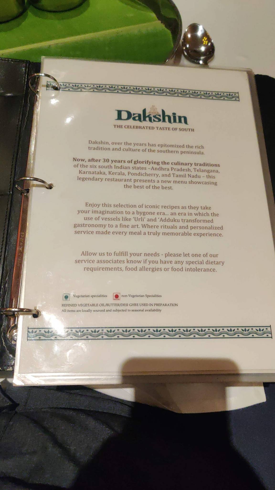 Menu at Dakshin, Chennai, Crowne Plaza Chennai Adyar Park