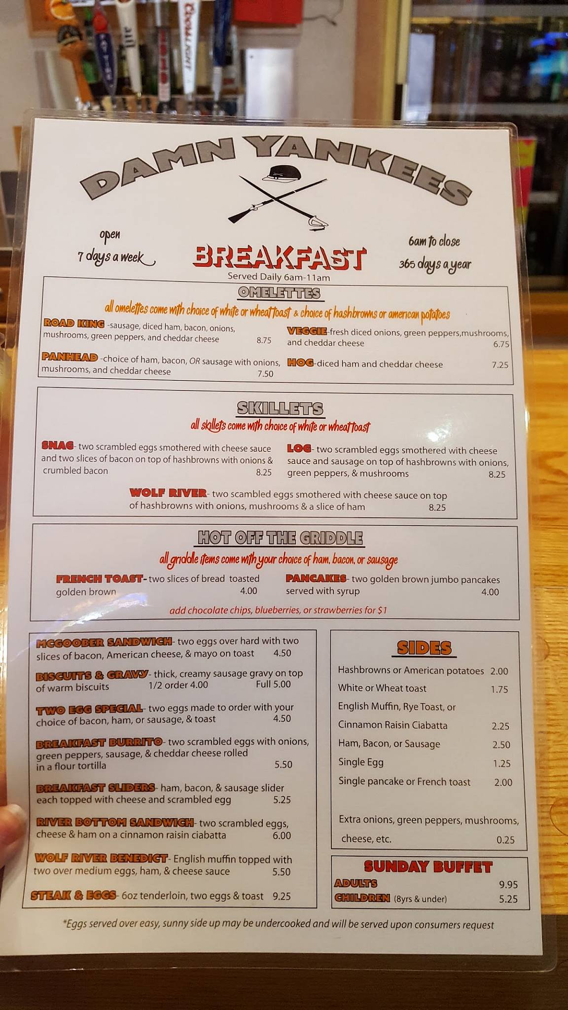 Menu at Damn Yankees Watering Hole pub & bar, Hortonville, N3517 County ...