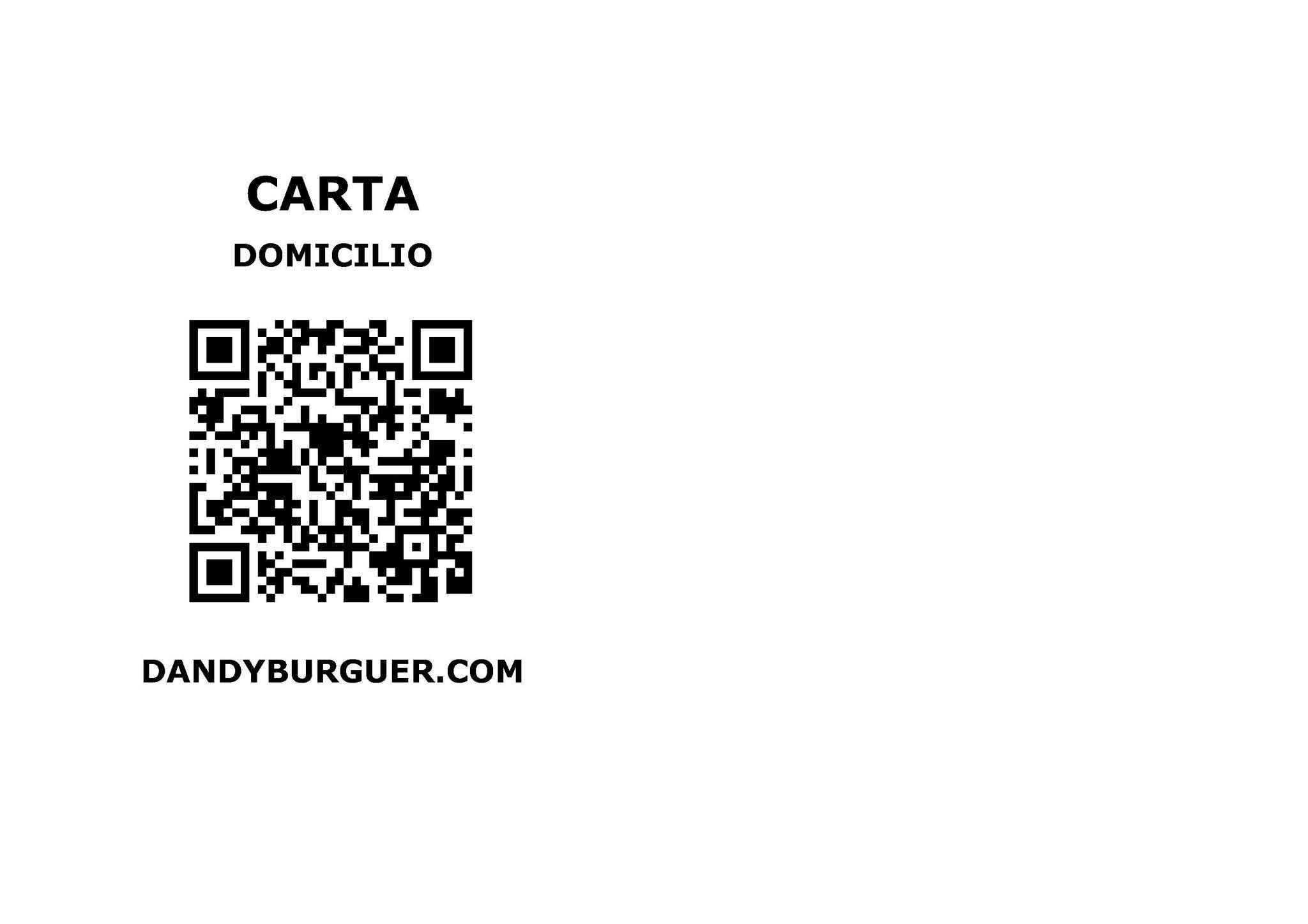 Carta de Dandyburguer.com / Dandy Café, Torreaguera