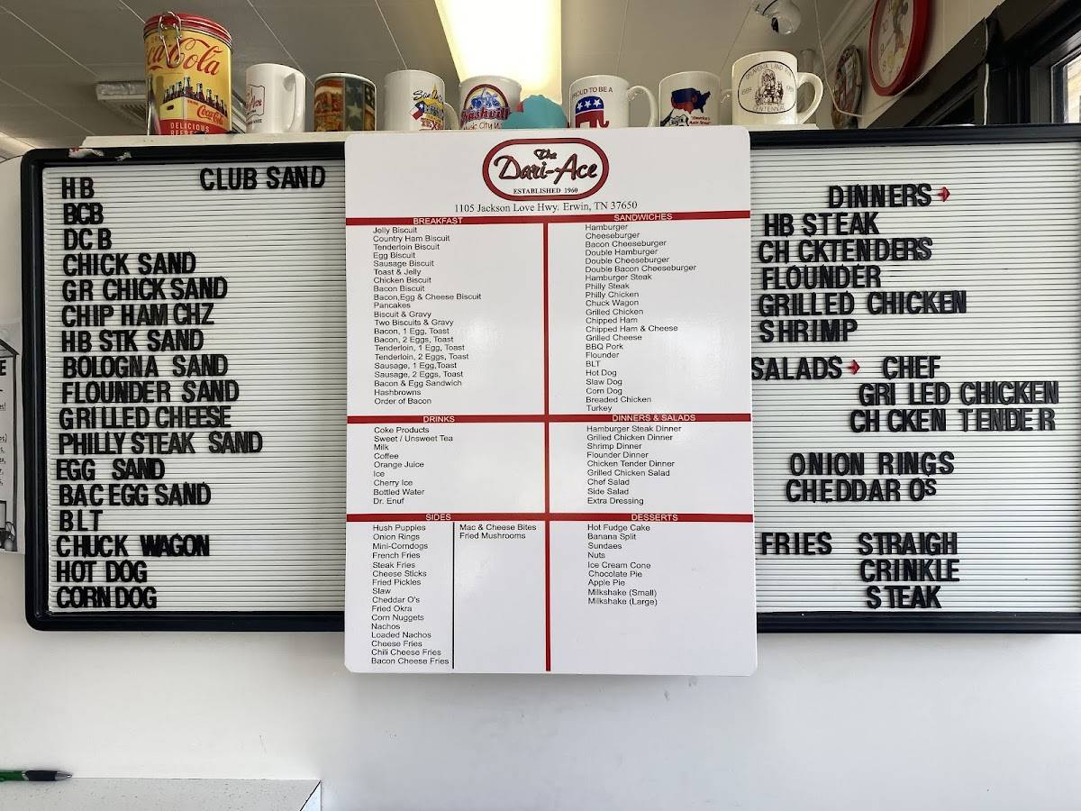 Menu at Dari Ace restaurant, Erwin
